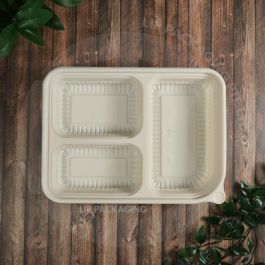 3-Compartment Biocorn Bento Box with Lid (265x195mm) – Industrial ...